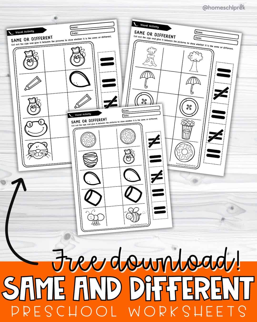 Same and Different Preschool Worksheets