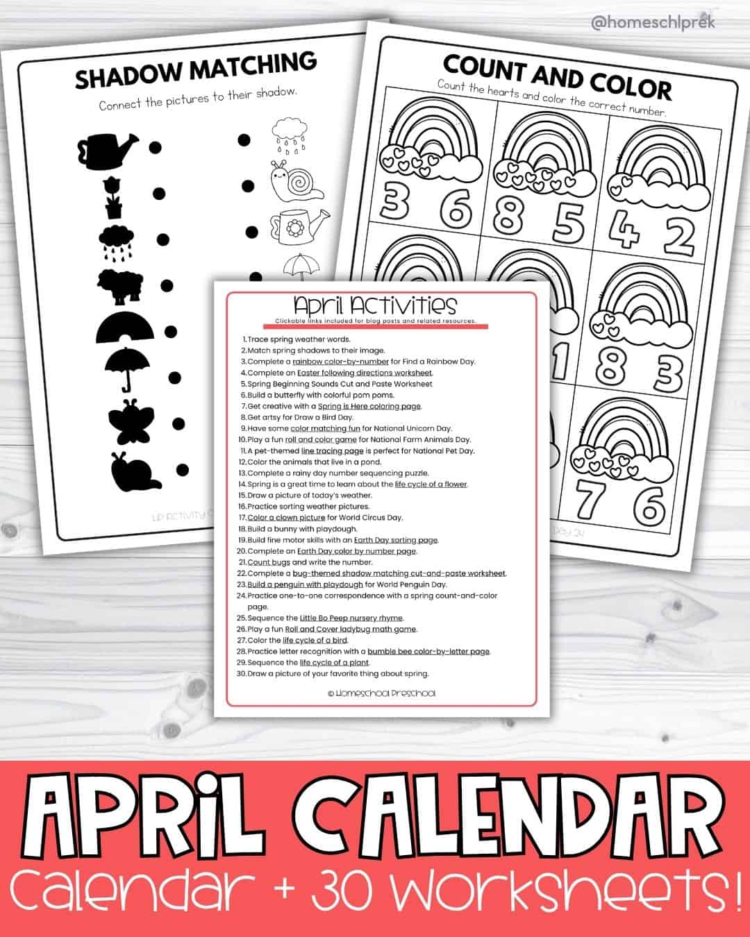 April Preschool Calendar Ideas (30 Simple Daily Activities for Kids)