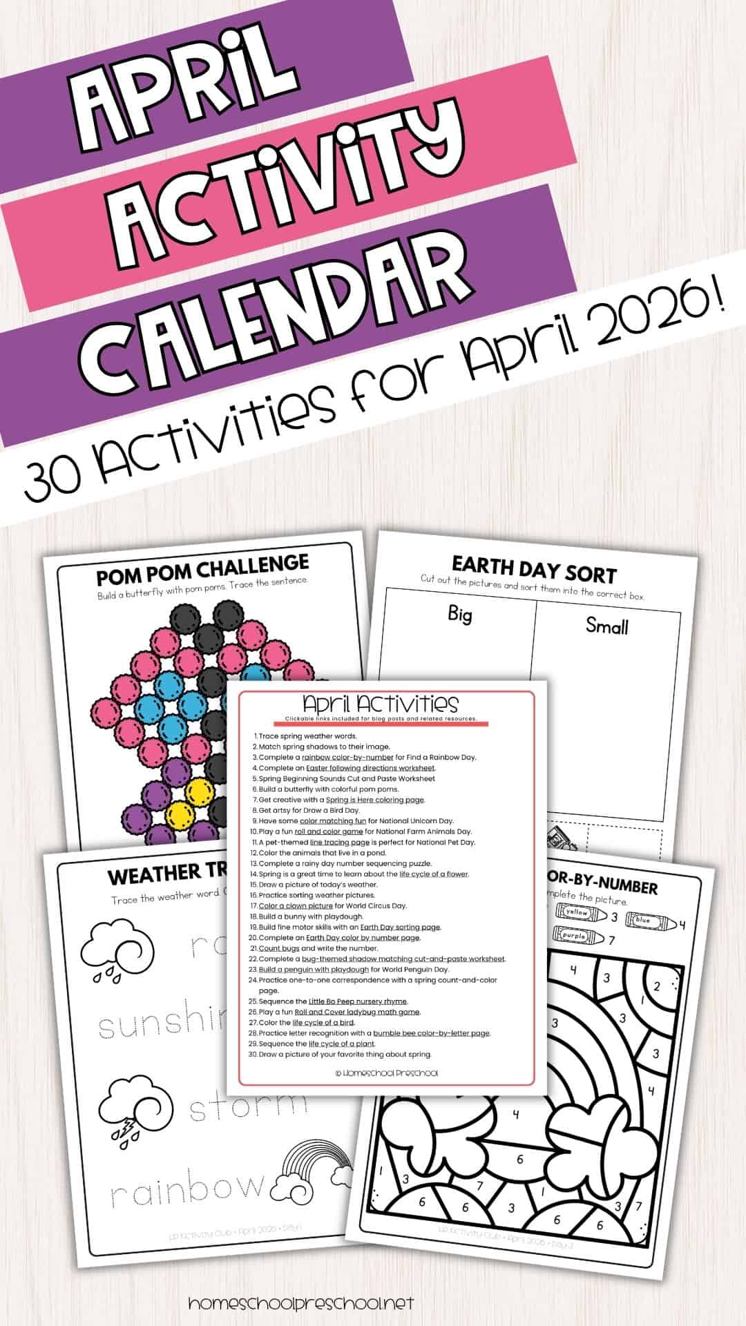 April Preschool Calendar Ideas (30 Simple Daily Activities for Kids)