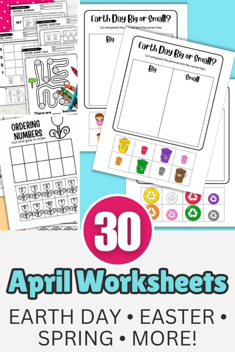 April Worksheets for Preschoolers (Spring & Easter Printables)