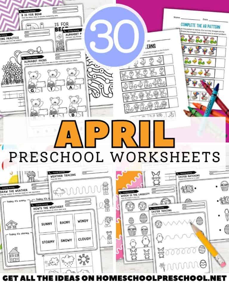 April Worksheets for Preschoolers (Spring & Easter Printables)