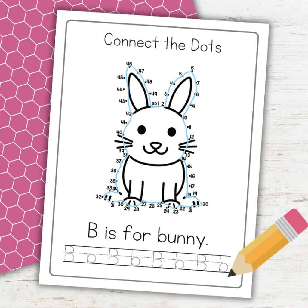 Free Easter Bunny Dot to Dot Printable (1-50)