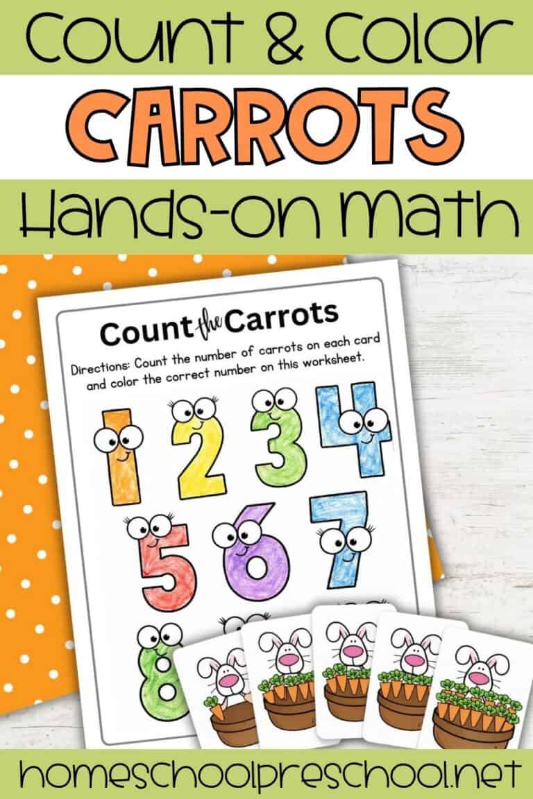 Carrot Count and Color Activity for Preschool