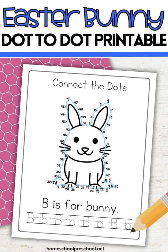 Free Easter Bunny Dot to Dot Printable (1-50)