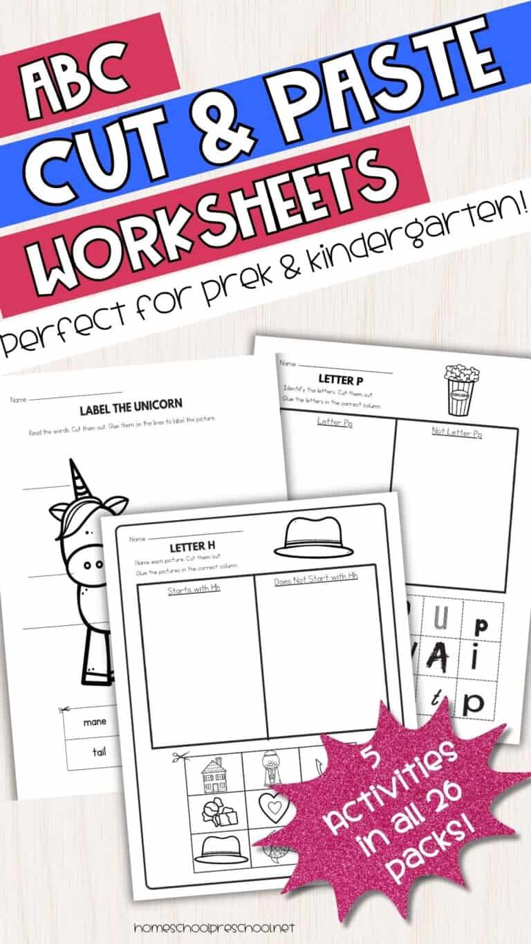 Alphabet Cut and Paste Worksheets A–Z | PreK & Kindergarten