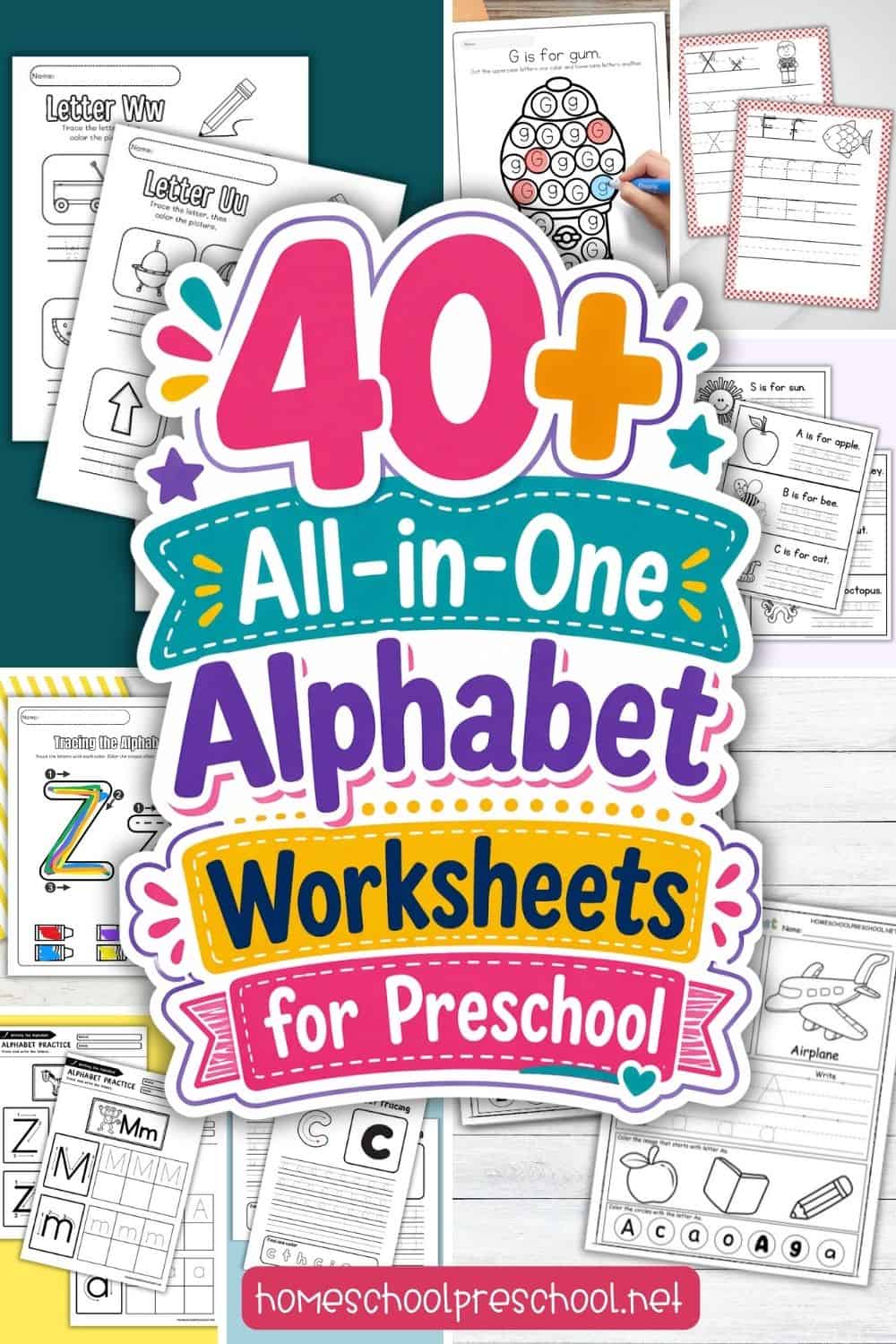 All in One Alphabet Worksheets (A–Z Packs for Preschool)