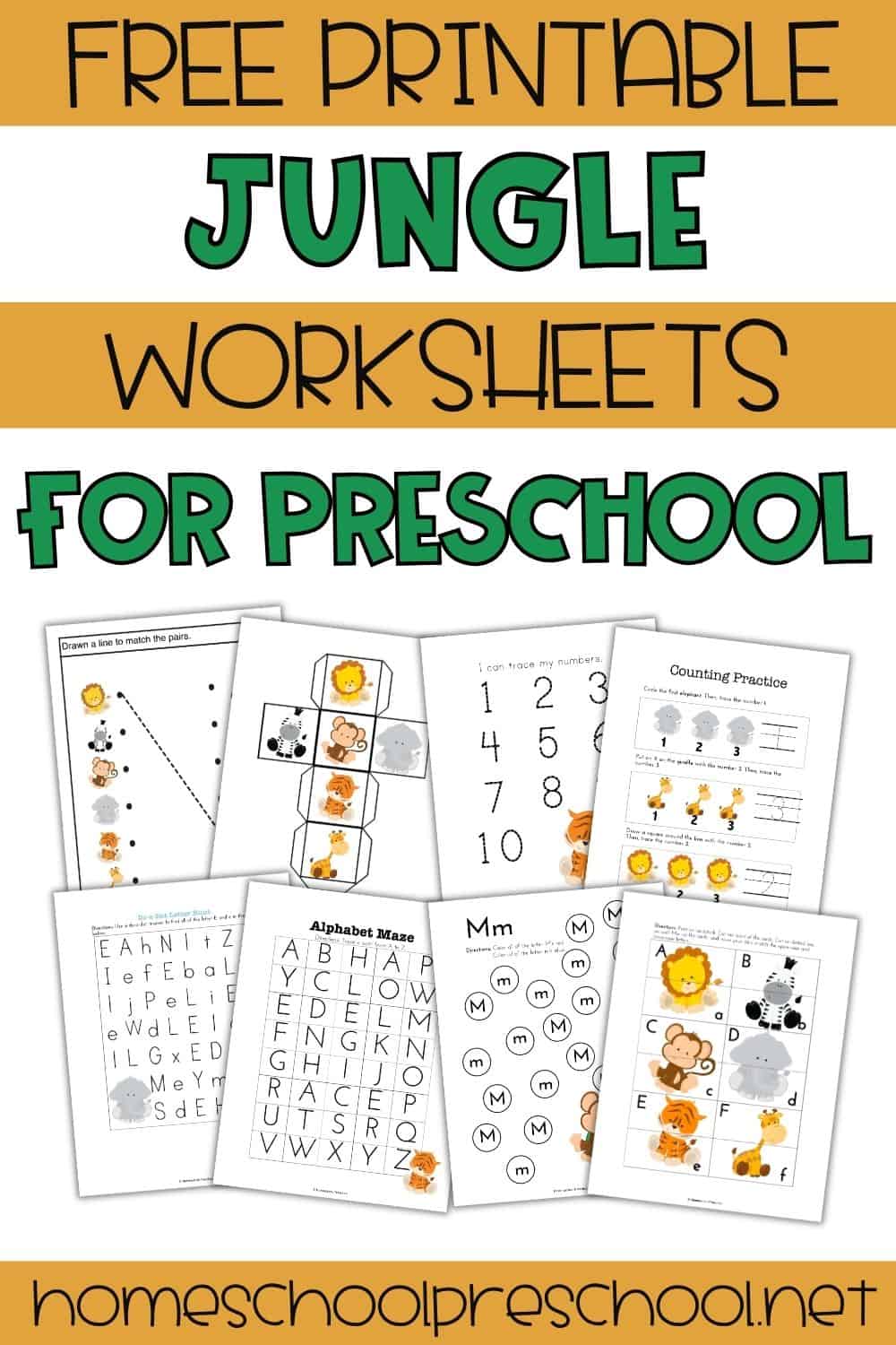 Jungle Animal Preschool Printable Pack for Early Learning