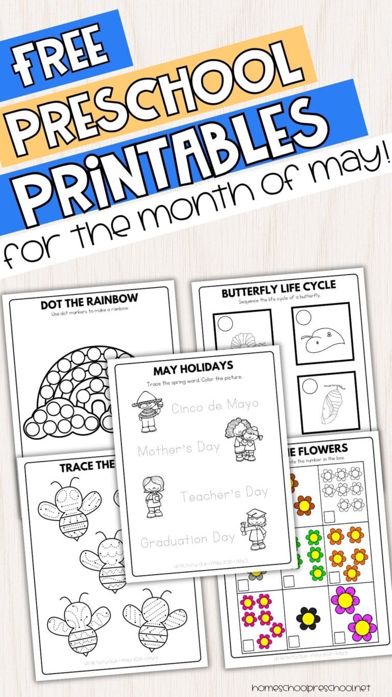 Free May Preschool Printables for Ages 3–5 (Fun & Easy Activities)