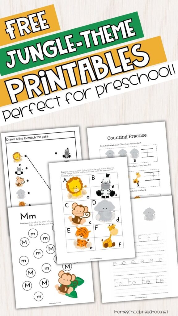 Jungle Animal Preschool Printable Pack for Early Learning