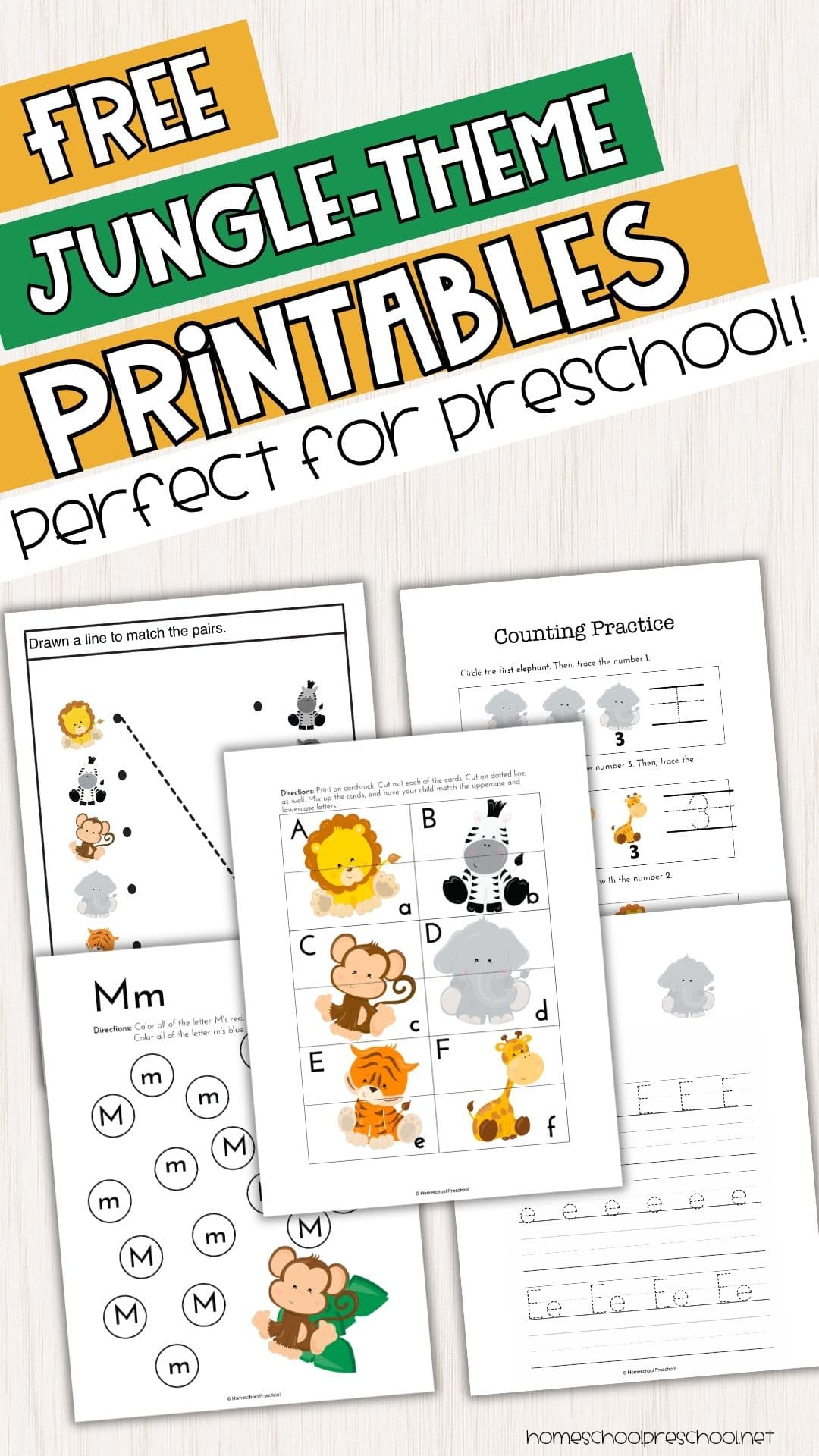 Jungle Animal Preschool Printable Pack for Early Learning