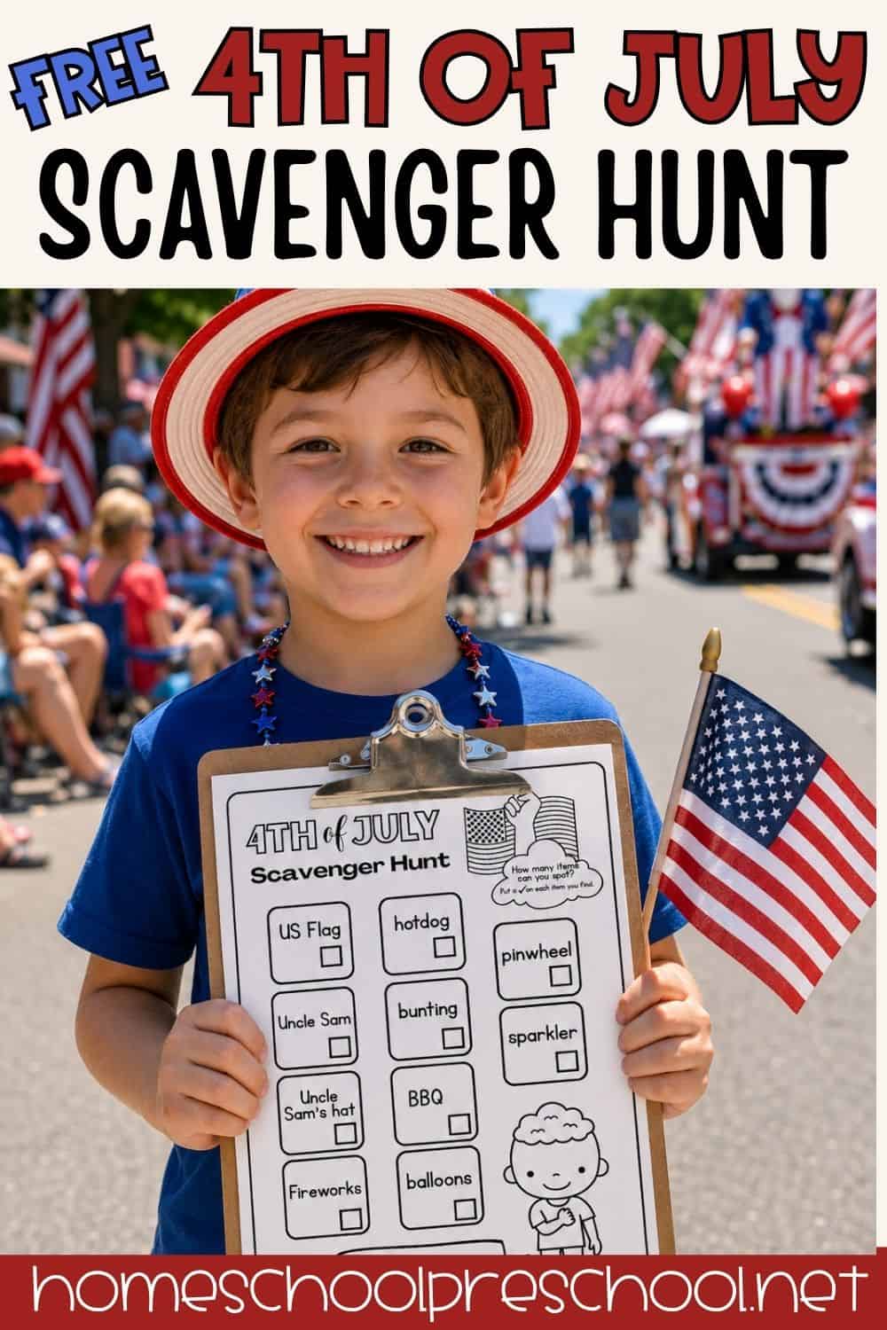 4th of July Scavenger Hunt for Preschoolers (Free Printable)