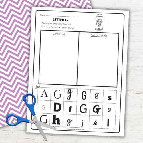 Free Letter G Cut and Paste Worksheets for Preschool