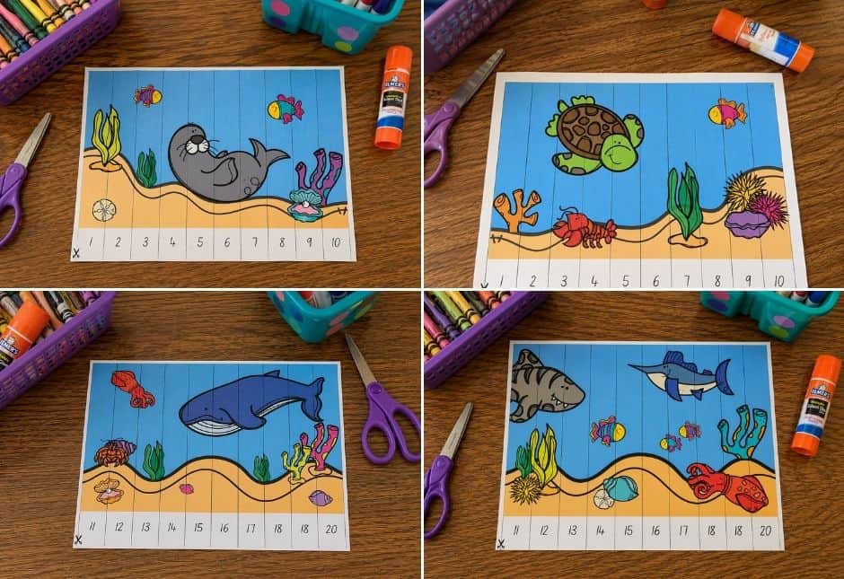 Ocean Number Sequencing Puzzles for Preschool Math