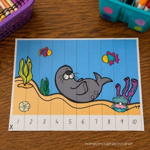 Ocean Number Sequencing Puzzles for Preschool Math