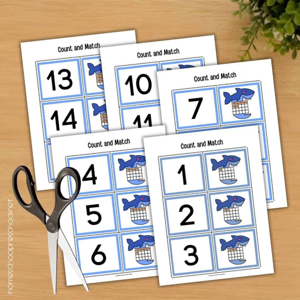 Shark Counting Game for Preschoolers | Printable Numbers 0-20