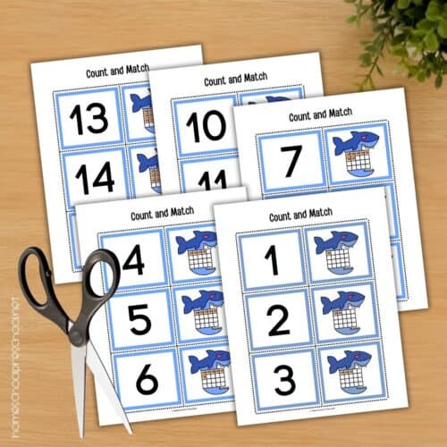 Shark Counting Game for Preschoolers | Printable Numbers 0-20
