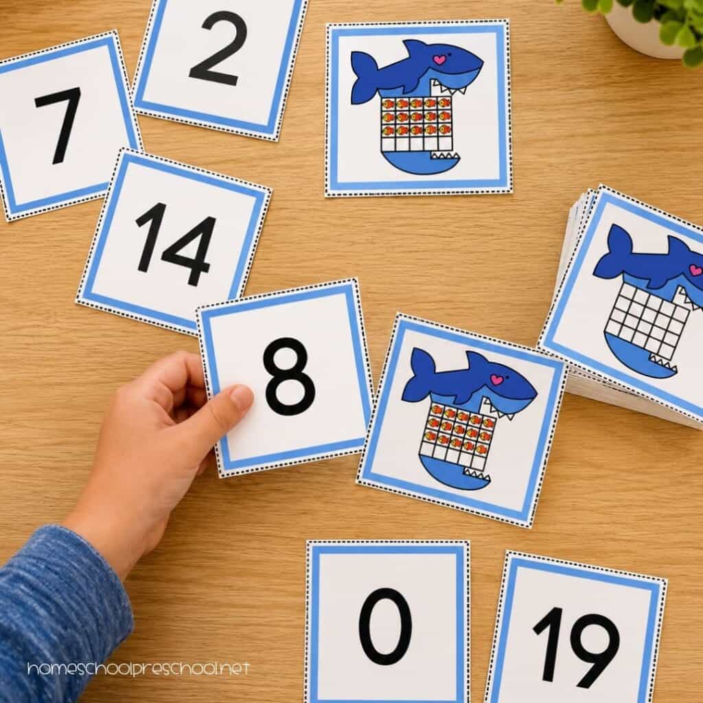 Shark Counting Game for Preschoolers | Printable Numbers 0-20
