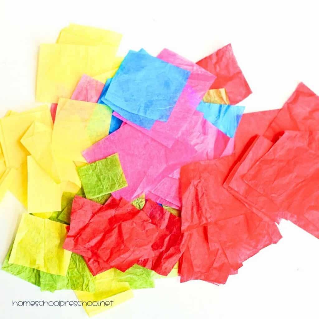 Tissue Paper Pumpkin Decorating Idea for Preschoolers