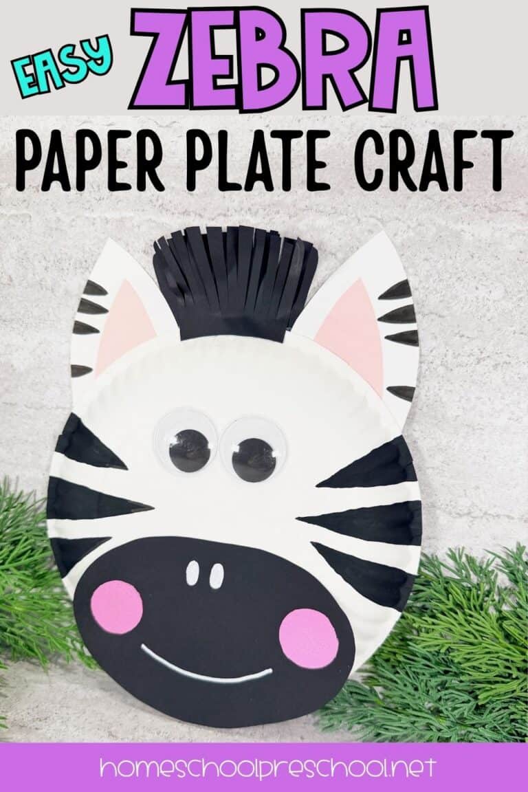 Paper Plate Zebra Craft for Preschoolers (Free Printable Template)